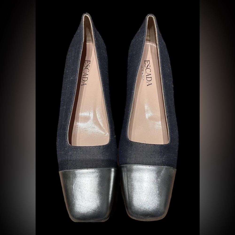 Vintage Escada Blue And Silver Color-Block Heels. Siz… - Gem